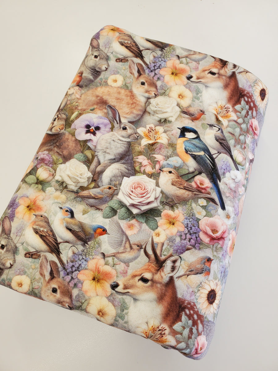 Animals in the Meadow Organic Jersey – Jumping June Textiles